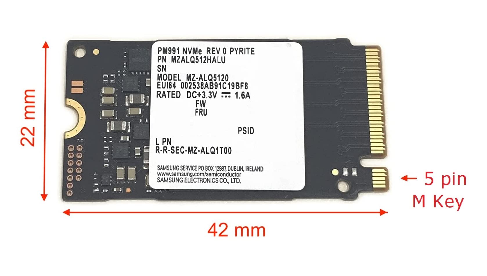 OEM Samsung SSD 512GB PM991 M.2 2242 42mm NVMe PCIe Gen3 x4 MZALQ512HALU MZ-ALQ5120 Solid State Drive M Key