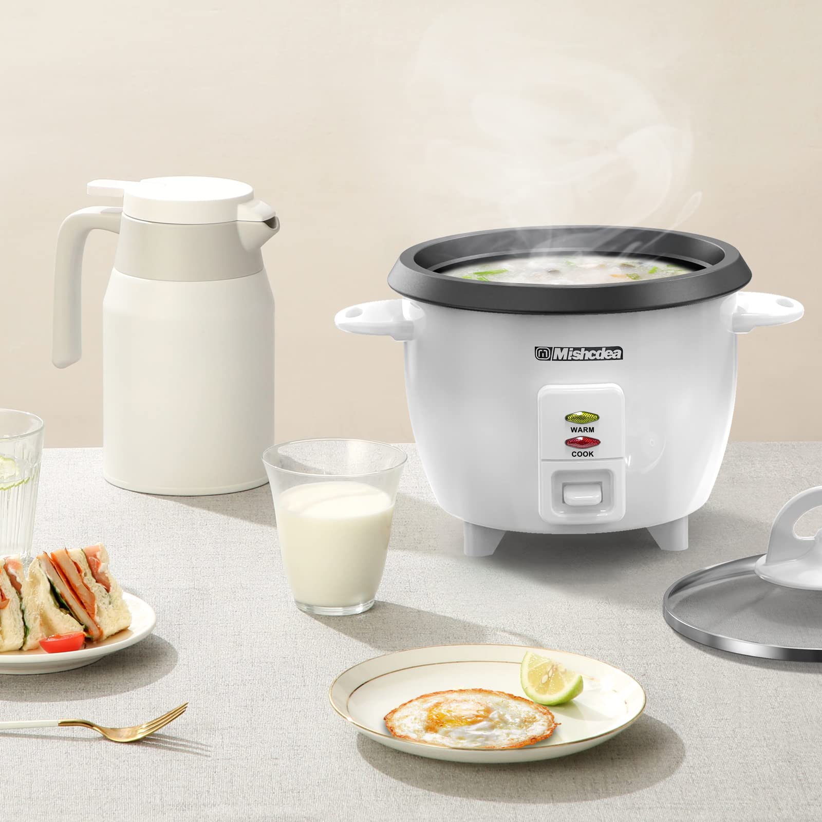 Mishcdea Rice Cooker 10 Cups Uncooked & Food Steamer (20 Cooked), Electric Rice Cooker Fast Cooking With Keep Warm, Removable Non-stick Pot, All-In-One Cooker for Grains, Soups, Oatmeal or Veggies - Black