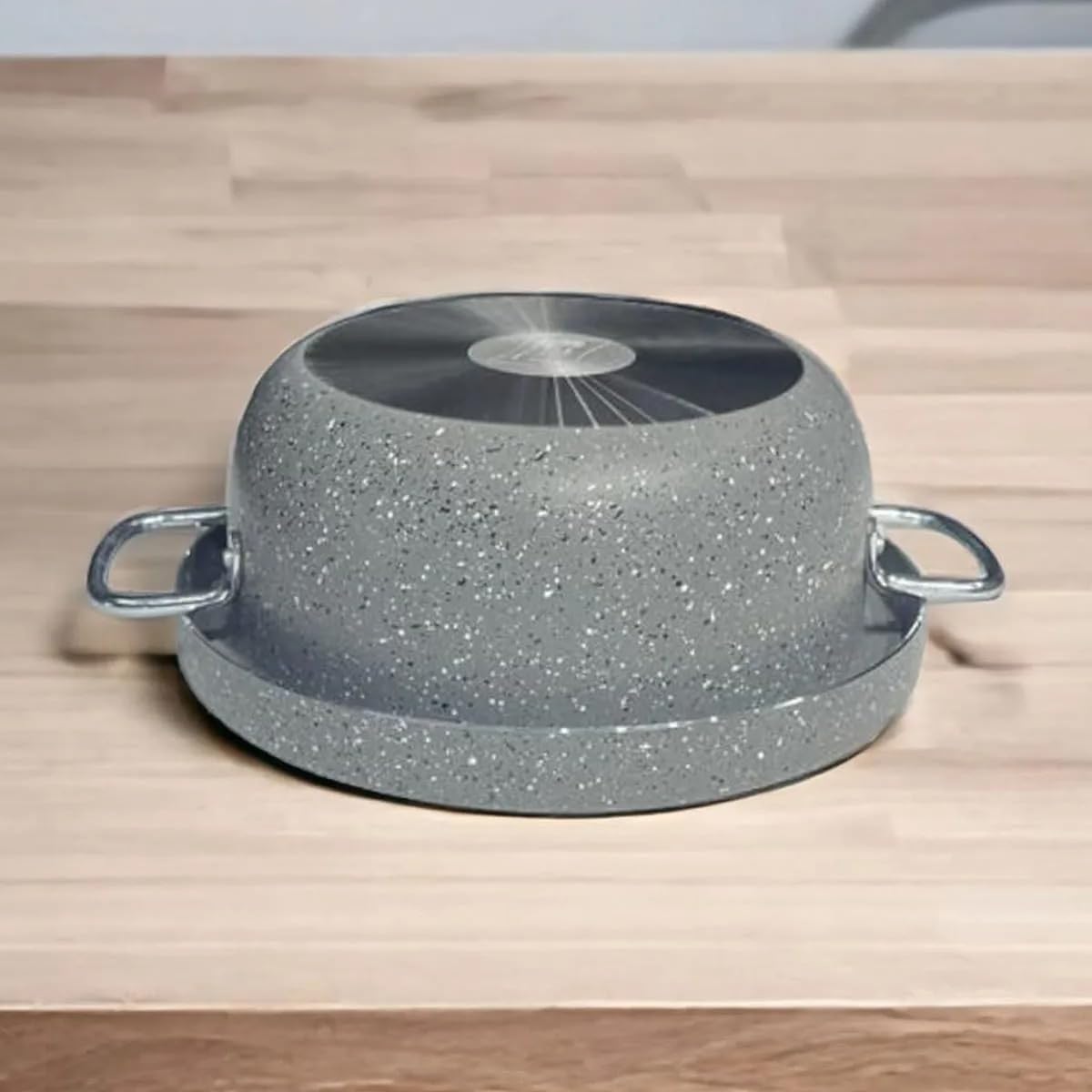 Traditional Maqluba Cooking Pot with Tray, Nonstick Granite Coated Maklouba Pot and Tray, Cooking Pot with Tray for Flipping, Even Heat Distribution, 2 Pcs