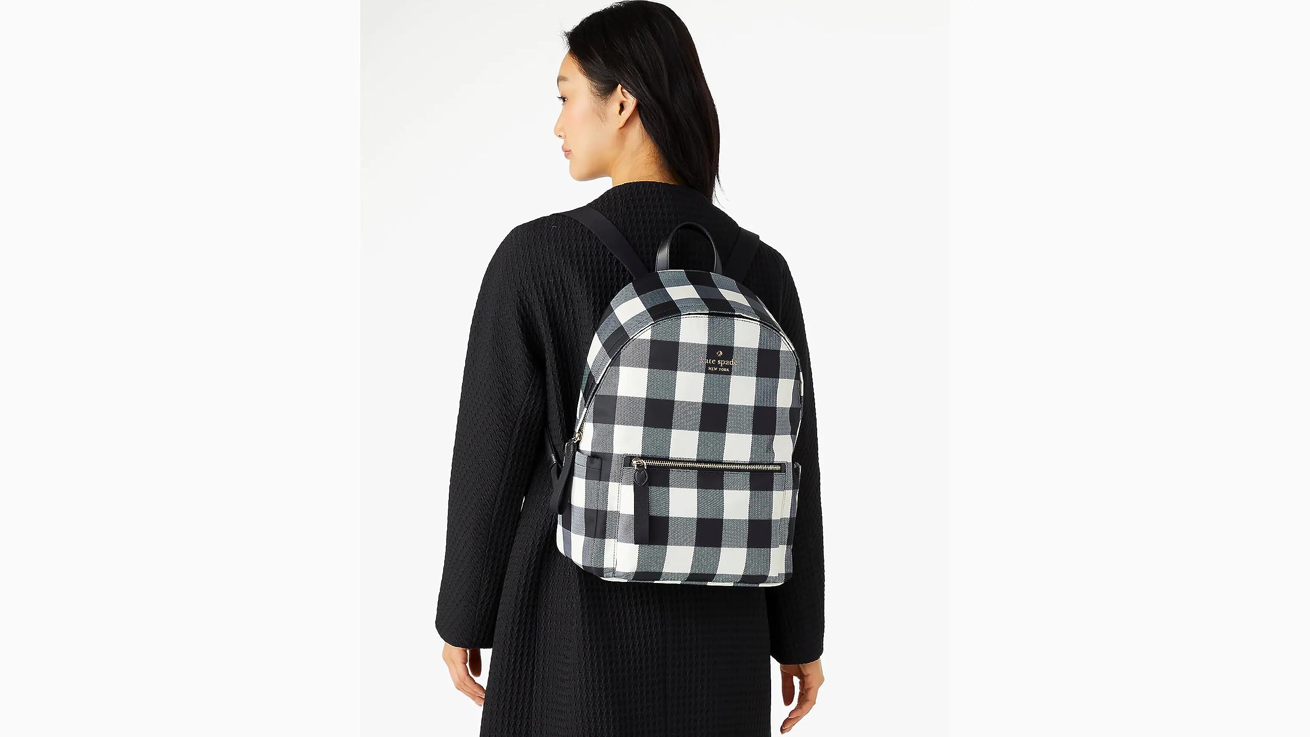 Kate Spade New York Chelsea Large Backpack (Black Plaid)