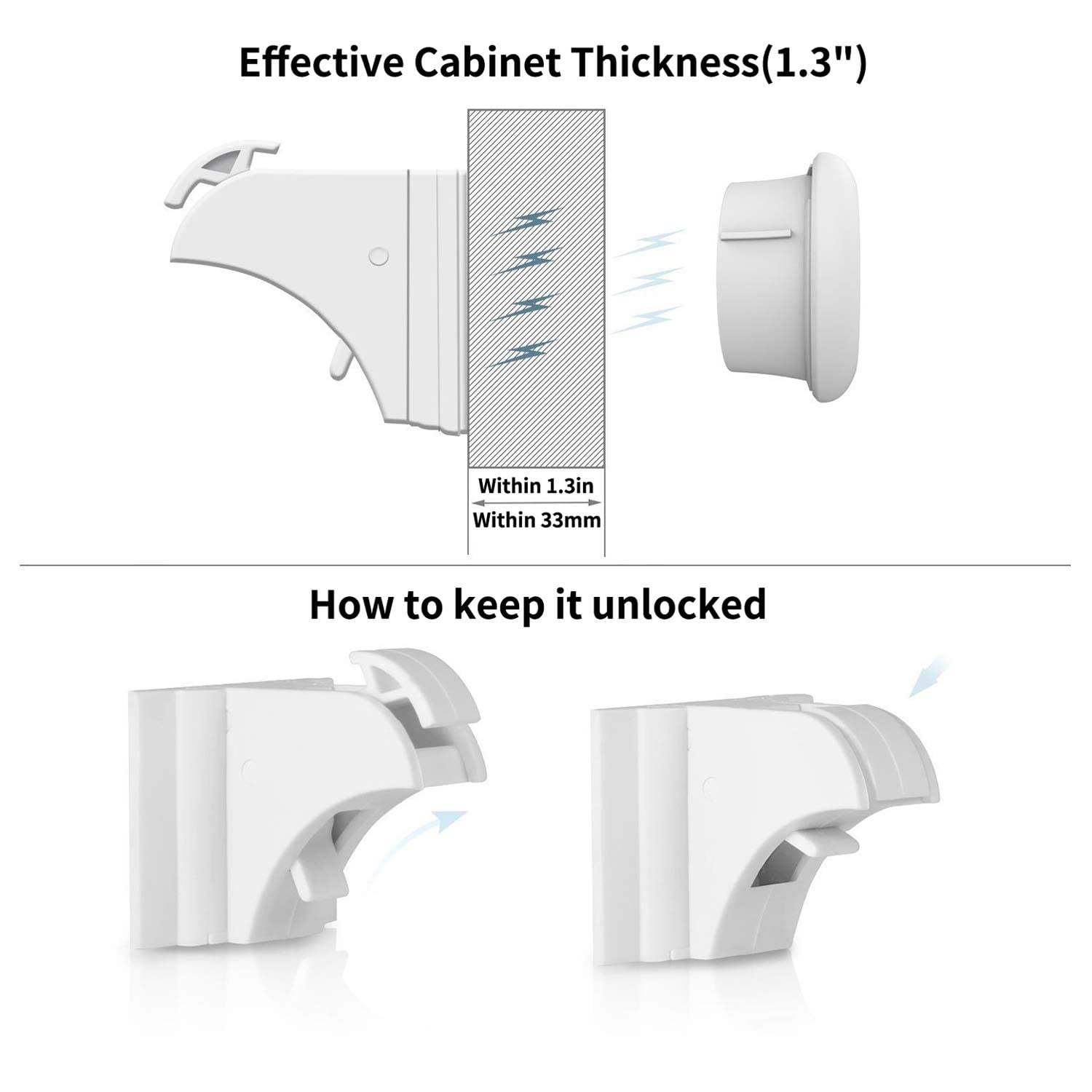 RENAISSANT 12-Pack Child Safety Magnetic Cabinet Locks for Cabinets and Drawers. Baby Proof Lock No Drilling or Tools Required. Easy Installation Childproof Latches(12 Locks+2 Keys+1 Installation Aid)