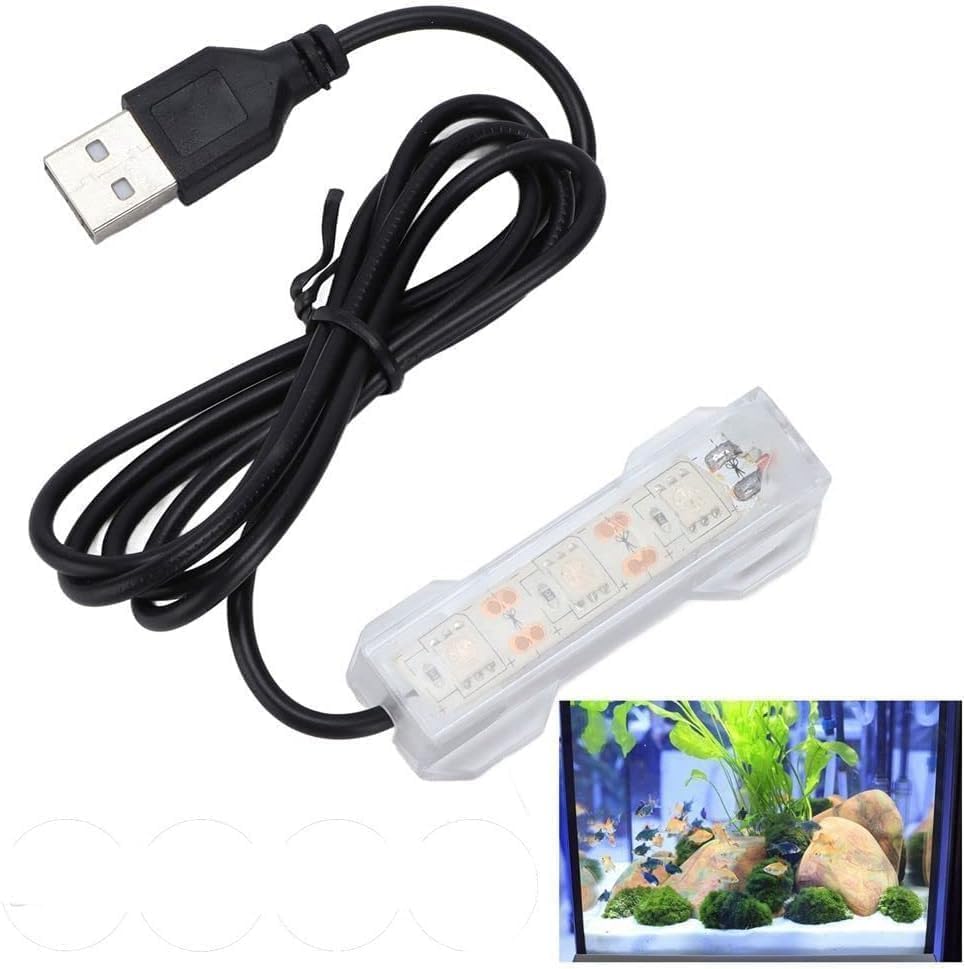 Xinjincang Blue Light Small Aquarium Led Light, Multicolor Led Fish Tank Light for Freshwater Plants Aquarium Accessories,Fish and Aquatic Pets, Pet Supplies, White