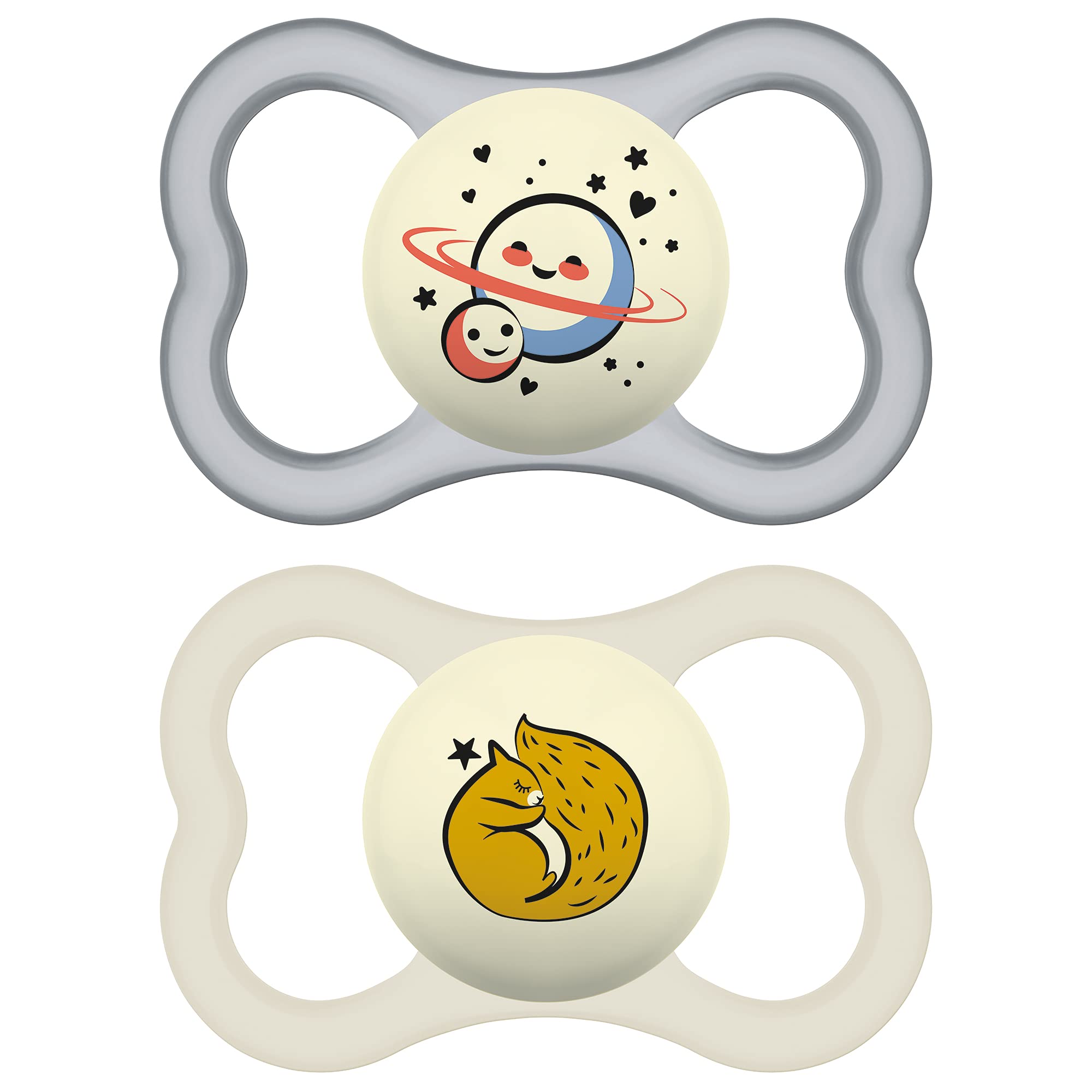 MAM Supreme Night Baby Pacifier, for Sensitive Skin, Patented Nipple, 2 Pack, 16+ Months, Unisex,2 Count (Pack of 1)