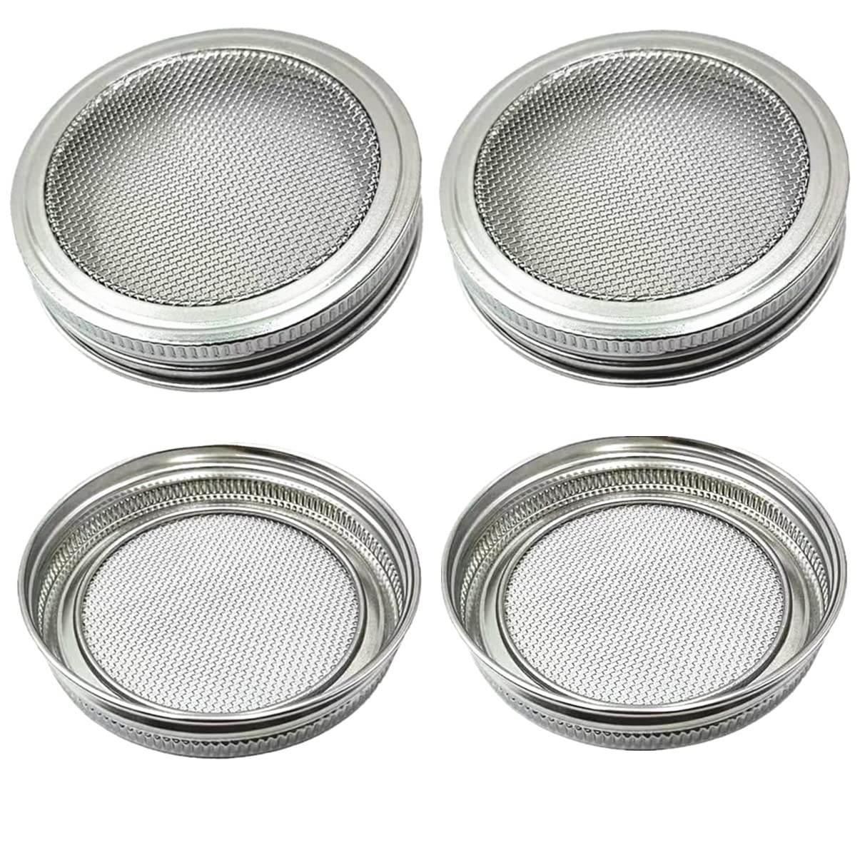 Mesh Strainer Sprouting Lids 316 Stainless Steel for Wide Mouth Mason Jars Canning Seed Sprouting Alfalfa Salad Sprouts Lid 4 Pack