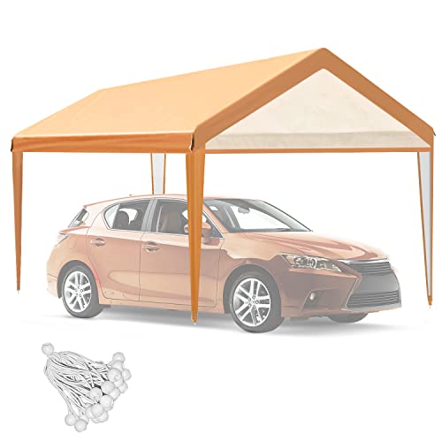 MARVOWARE 10x20 Car Canopy Replacement Carport Tarp Cover with Fabric Pole Skirts Ball Bungees for Tent Top Garage Boat Shelter(Only Tarp Cover) Carpas para Carros(SĂłlo Hule)