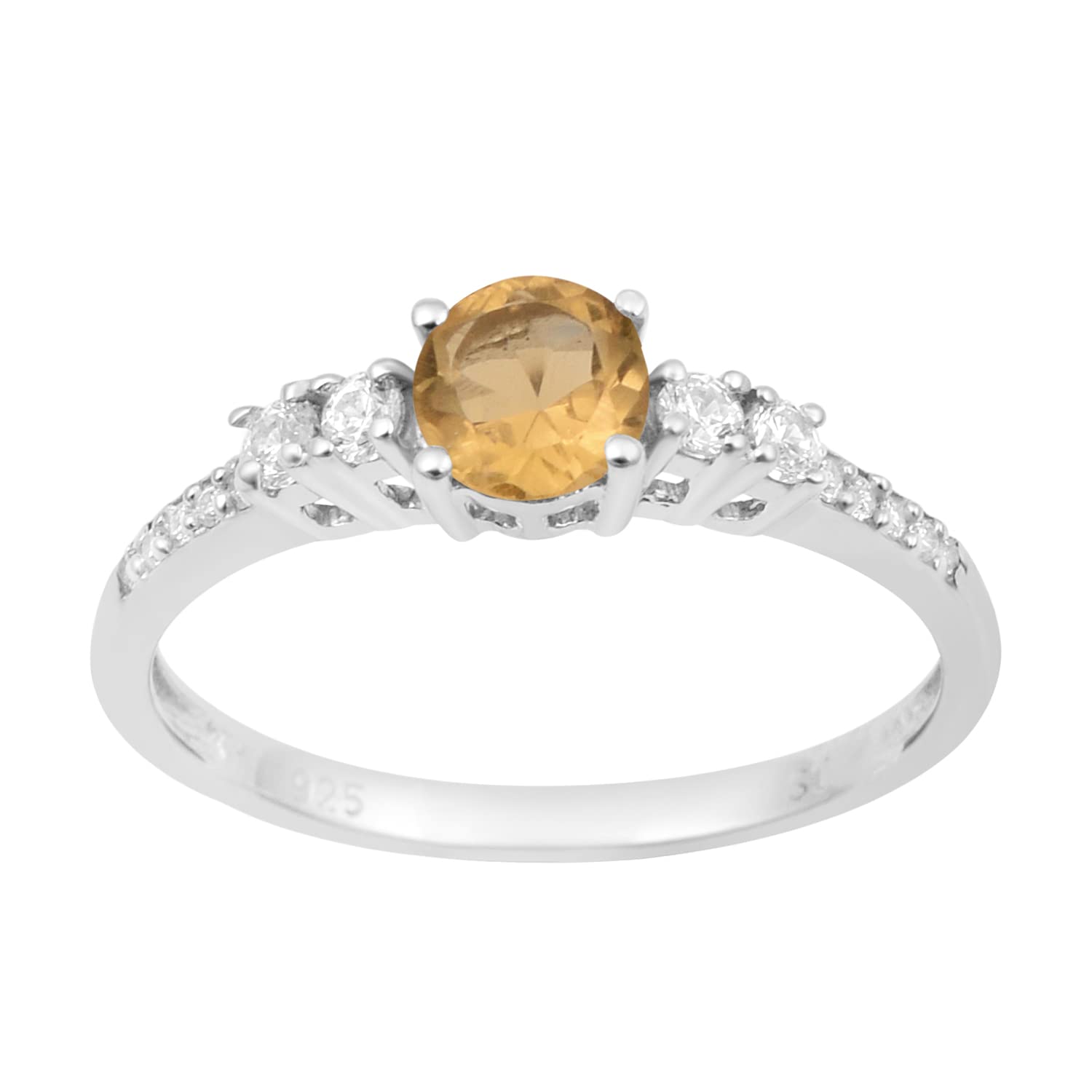 Natural 5 MM Round Birthstone Gemstone 925 Sterling Silver Women Engagement Cluster Ring (Blue Topaz, 7)