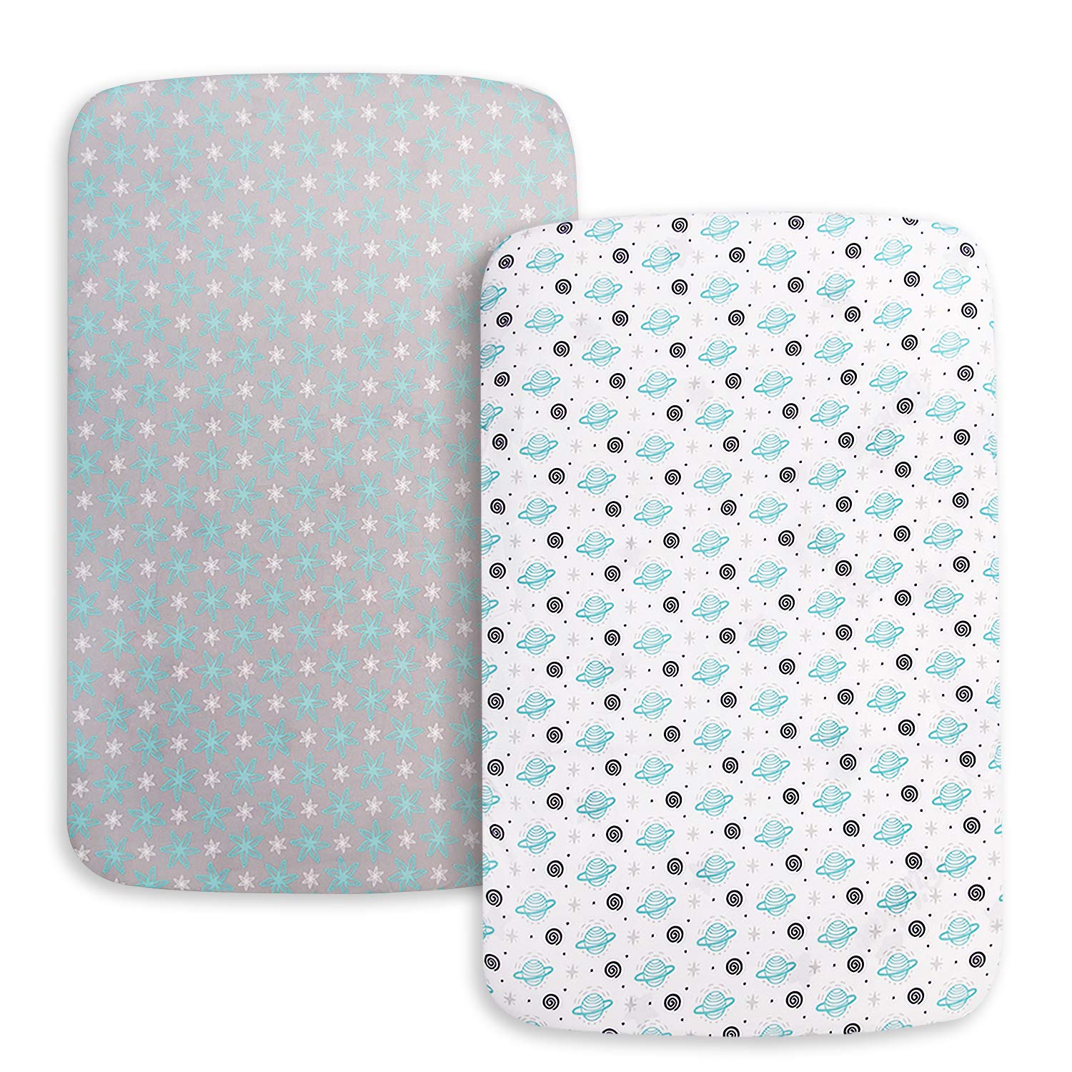 Pack and Play Sheets, 2 Pack Pack n Play Sheets Compatible with Graco Pack n Play/Mini Crib and Pack N Play Mattress Pad Sheet Waterproof Cover 2 Pack