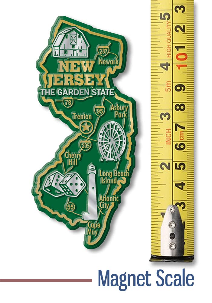 New Jersey Giant State Magnet by Classic Magnets, 2.2" x 4.8", Collectible Souvenirs Made in The USA