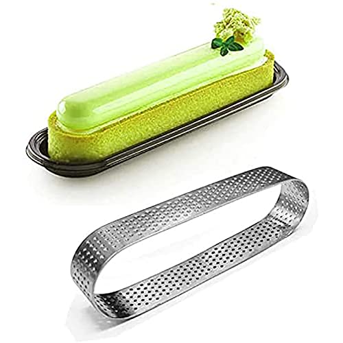 Lyzeous 12Pcs Oval Tartlet Dessert Mousse Fruit Pie Tart Ring Quiche Cake Mold, Stainless Steel Tart Mousse Ring