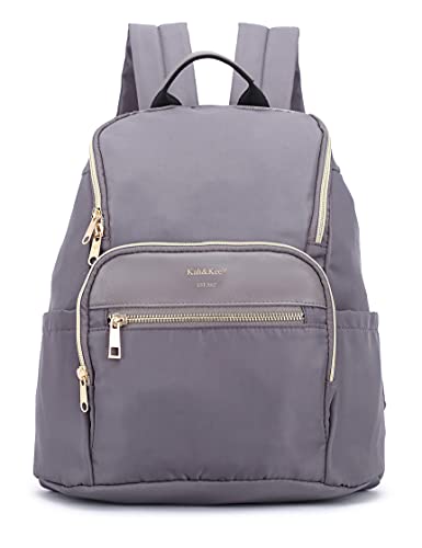 Kah&Kee Backpack Purse for Women Medium Size With Multi-Pocket Nylon Water-Resistant (Grey)