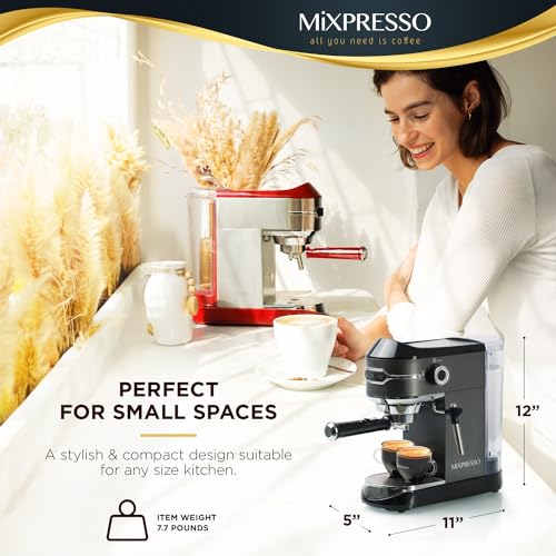 Mixpresso Professional Espresso Machine for Home 15 Bar with Milk Frother Steam Wand, Espresso Maker with Double-Cup Splitter, 1450w Fast Heating, Cappuccino and Latte machine with 37Oz Tank