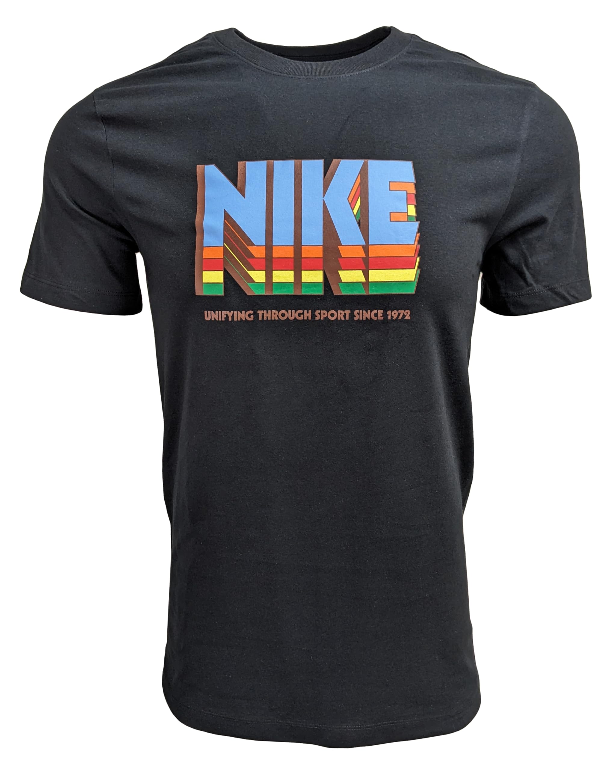 Nike Mens Italic Graphic Logo Crewneck T-Shirt (X-Large, Olive Green/Light Green/White Swoosh)