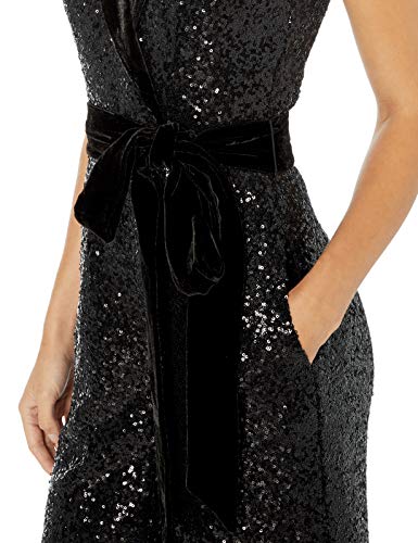 Jill Jill Stuart Women's Sequin Halter Jumspuit, Black, 4
