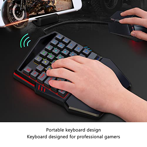 PUSOKEI 35key Mini One Handed Keyboard, RGB Backlit Gaming Keyboard USB Wired Left Handed Keyboard for PC, Laptop, Desktop, Games