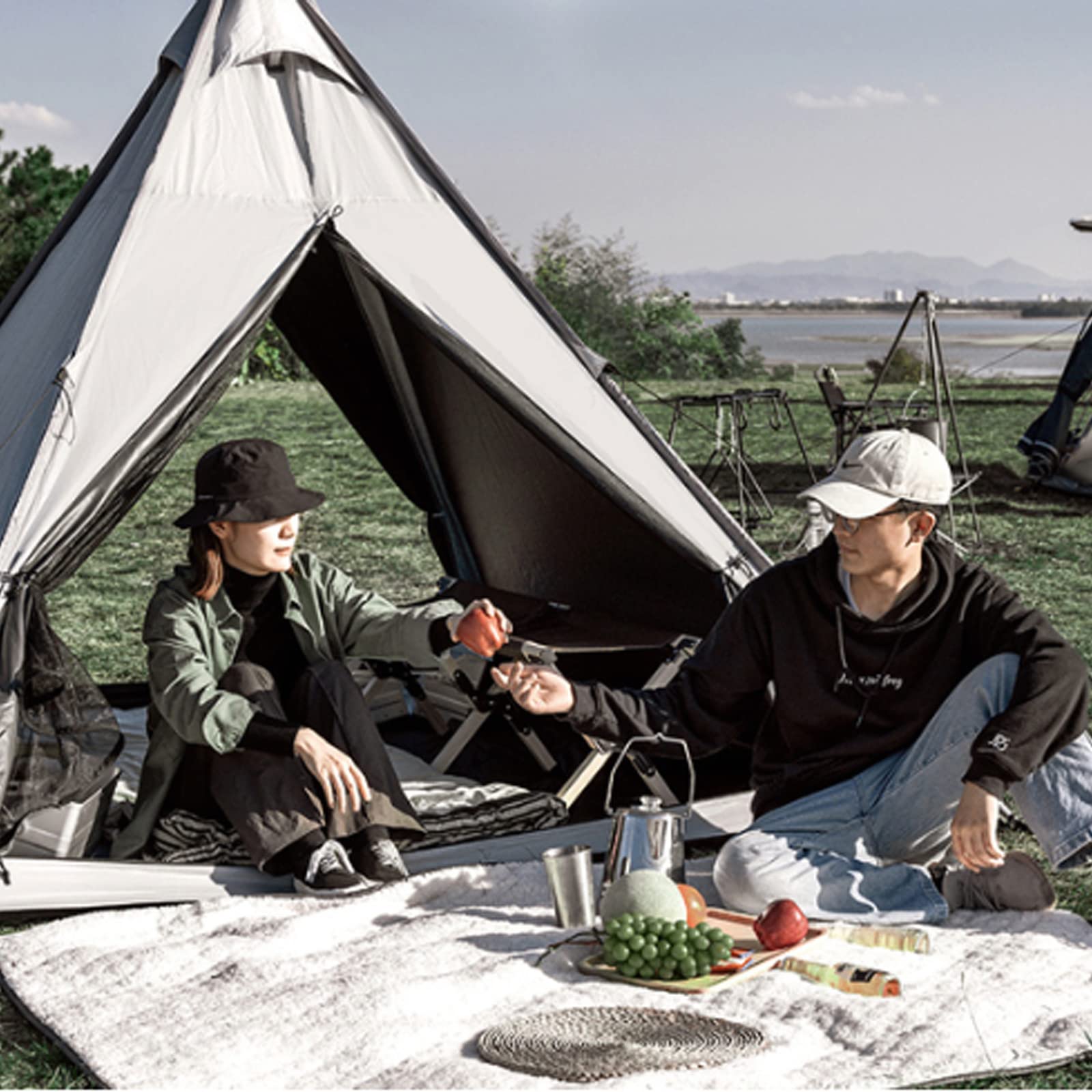 MOBI GARDEN Pyramid Camping Tents Pyramid Tent 2-3 Persons for Outdoor Glamping Waterproof