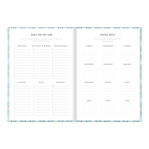 Letts of London Morocco Academic Weekly/Monthly Planner, August 2023 to July 2024, Week-to-View, Sewn Binding, Multilingual, A5 Size, 8.25" x 5.875", Sky (C031813-24)