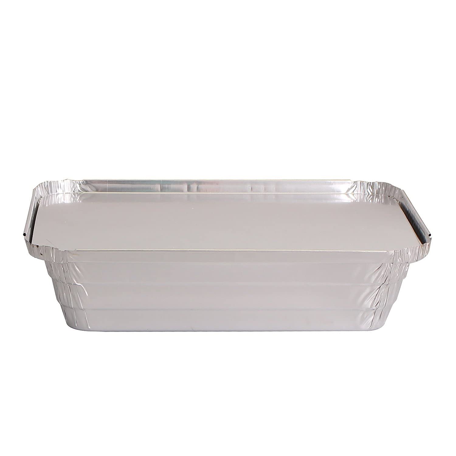 PARTY BARGAINS 2.25 Lb. Aluminum Pans with Lids - Set of 100 Pack with Board Lids, 8" x 6" Disposable Roasting and Steam Table Pans for Catering, Take-Out, Meal Prep (Max 240°C)