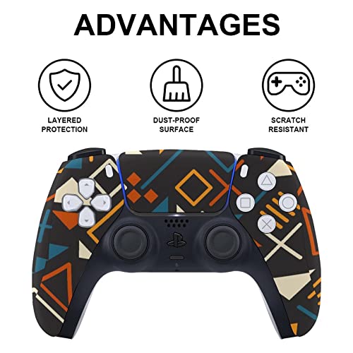 Retro 80s Geometric Pattern Full Protective Skin Cover Design Wrap Decal Sticker Compatible with PS5 Digital Edition Console and Controller