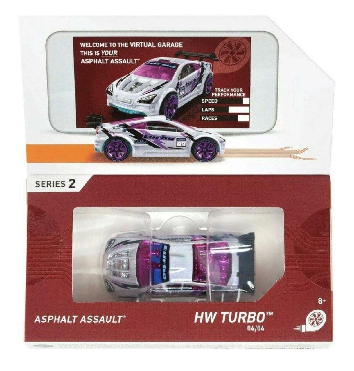 Hot Wheels id Vehicle, 1:64 Scale Asphalt Assault Vehicle with Embedded NFC Chip, Turbo Collection, Physical and Digital Play for Ages 8 Years and Older