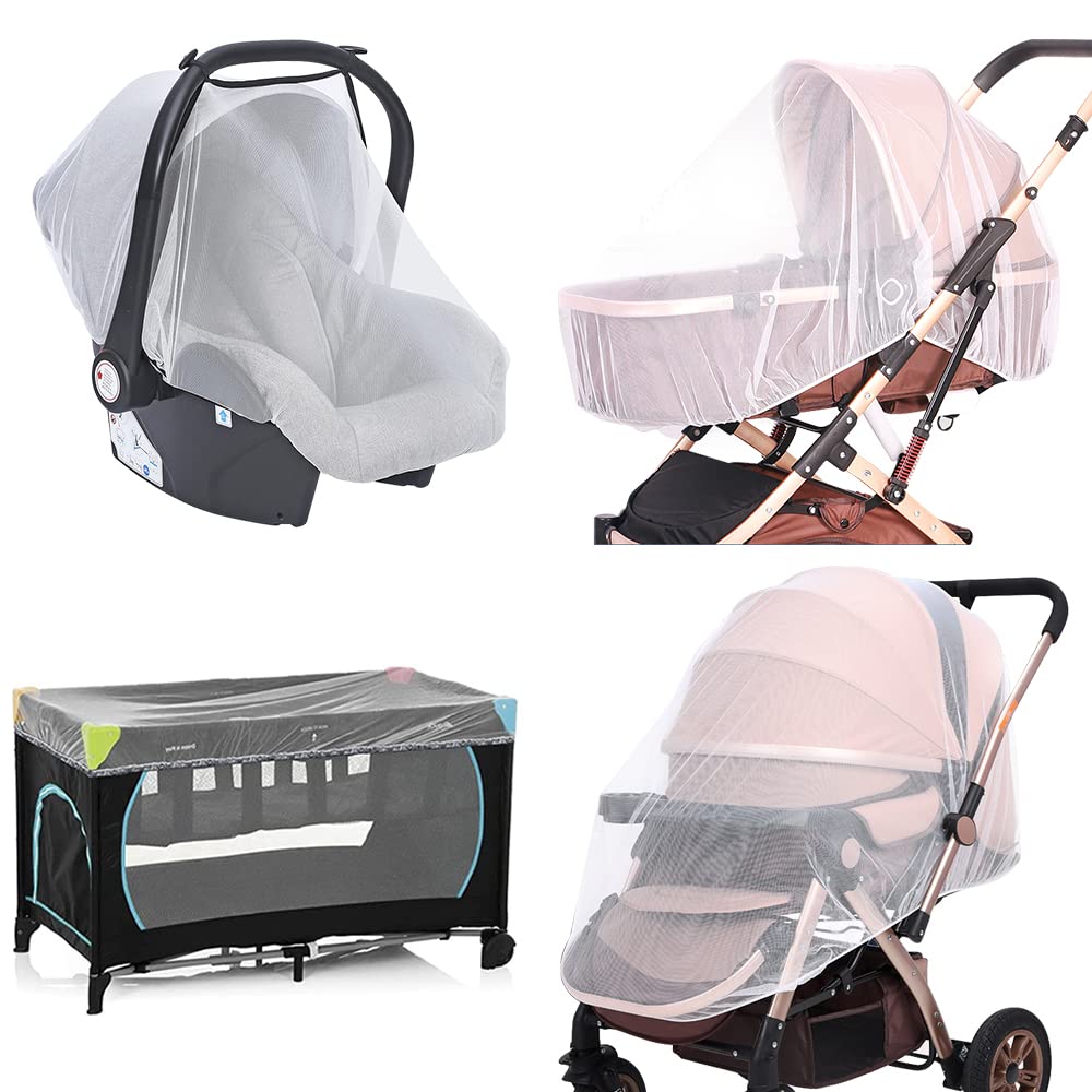 Mosquito Net for Stroller, Car Seat, Bassinet - CXSBABY Baby Stroller Mosquito Net - Bug Netting Mesh Cover for Strollers, Pack N Plays, Cradles, Mini Crib (White)