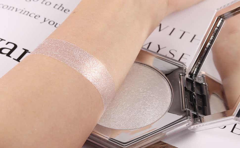 Shimmer White Highlighter Makeup Highlighter Makeup Palette Face Highlighters, Glitter Makeup Contour Highlight for Inner Coner Eyes Cheek Nose Lips and Body,Easily Show Up and Long lasting Highlighting Powder(Diamond White/Silver)
