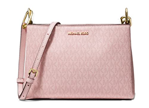 Michael Kors Trisha Leather Medium Triple Compartment Crossbody (Dark Powder Blush)