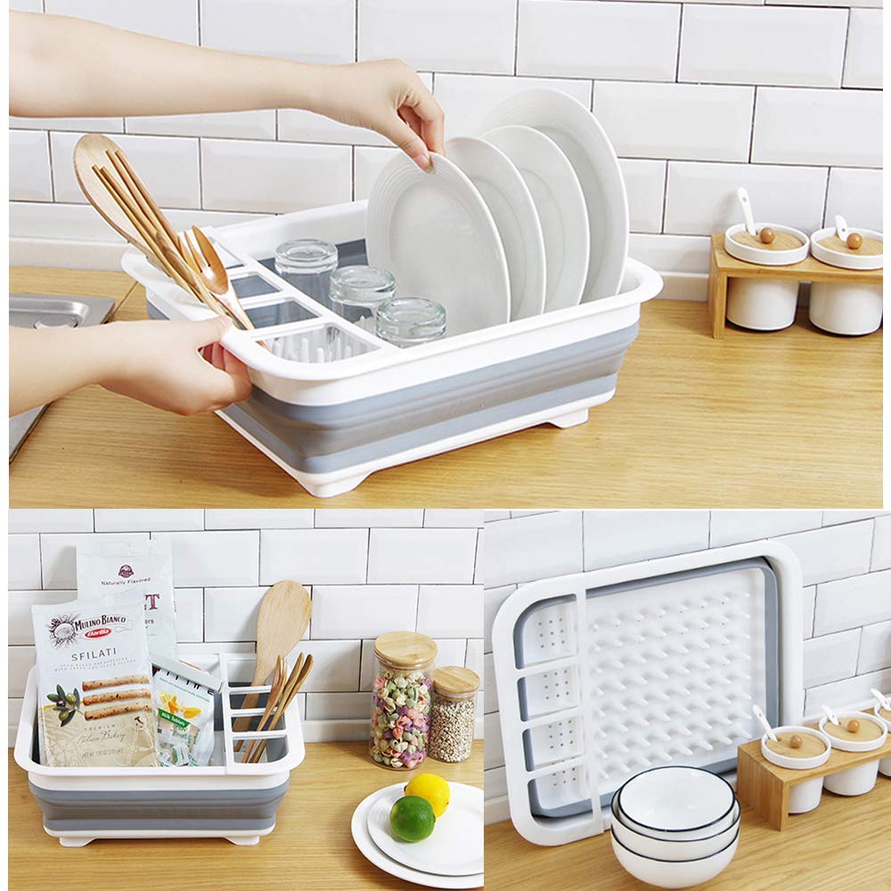 LUOYIMAO Collapsible Drying Dish Storage Rack Portable Dinnerware Organizer ，Collapsible Drying Dish Rack | SINKWARE Collection | Easy Storage