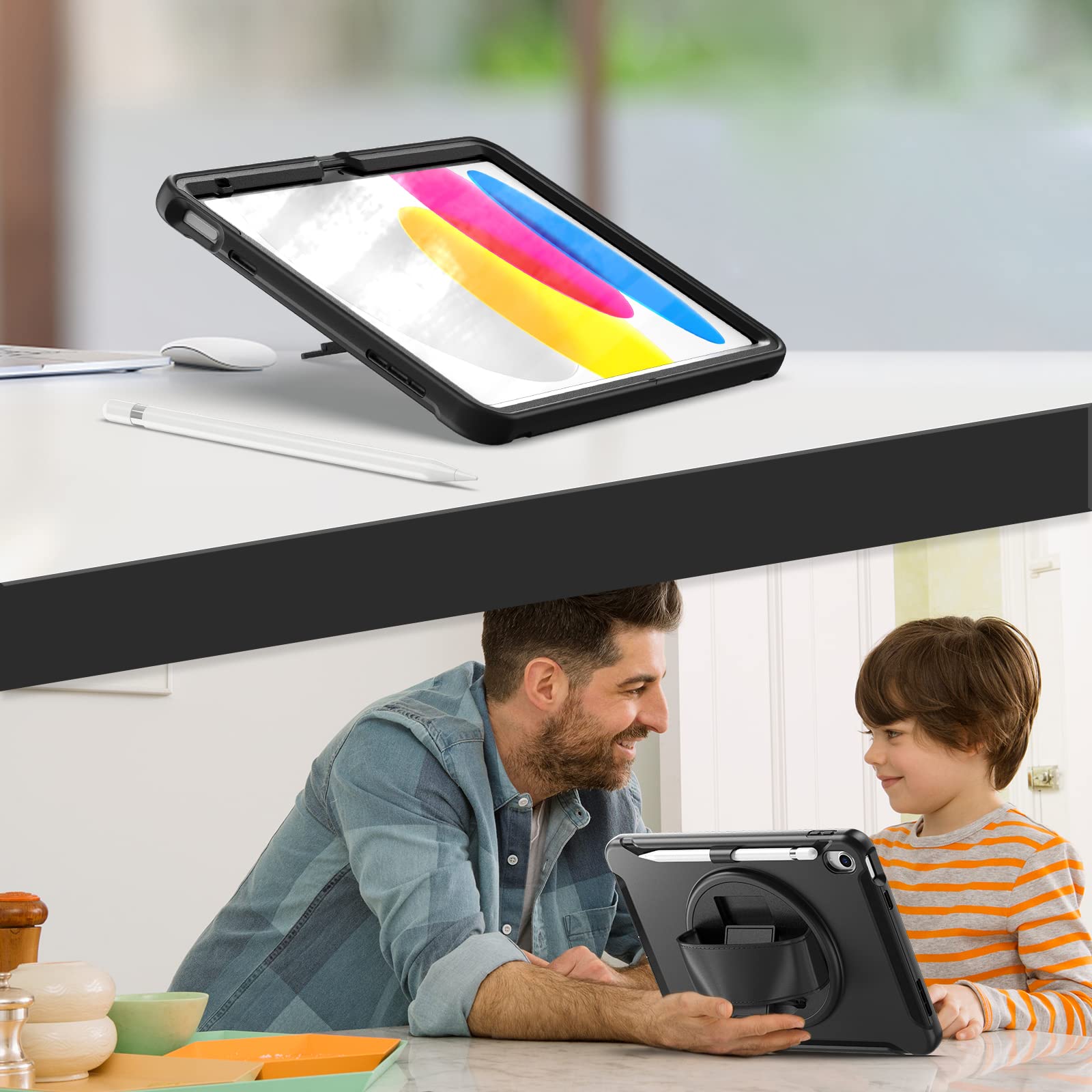 SaharaCase Protection Hand Strap Series Case for Apple iPad 10.9" (10th Generation 2022), Black (TB00278)