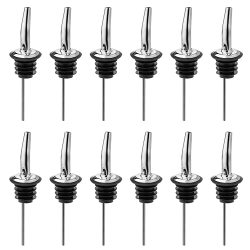 New Star Foodservice 26825 Stainless Steel Bottle Pourers w/Tapered Spout, Set of 12