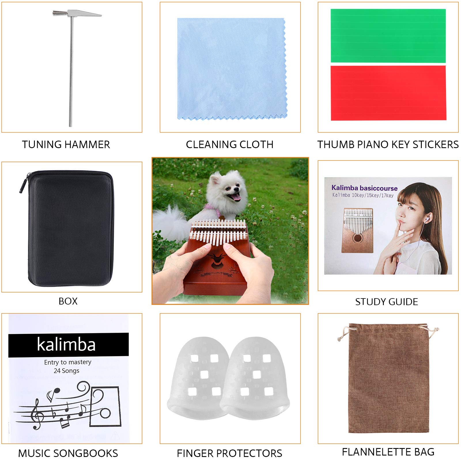 Kalimba kits,Portable Thumb Piano with Songbook,Musical Instrument Gift (Reindeer-Brown)
