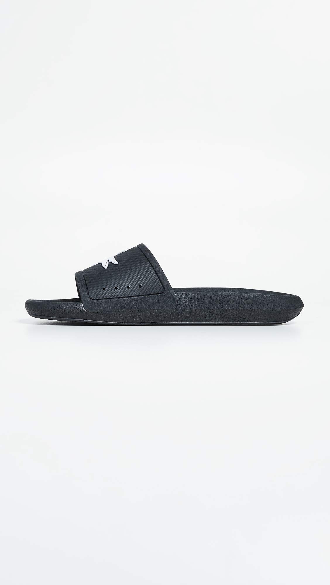Lacoste mens Croco Slide Sandal, Black/White, 10 US