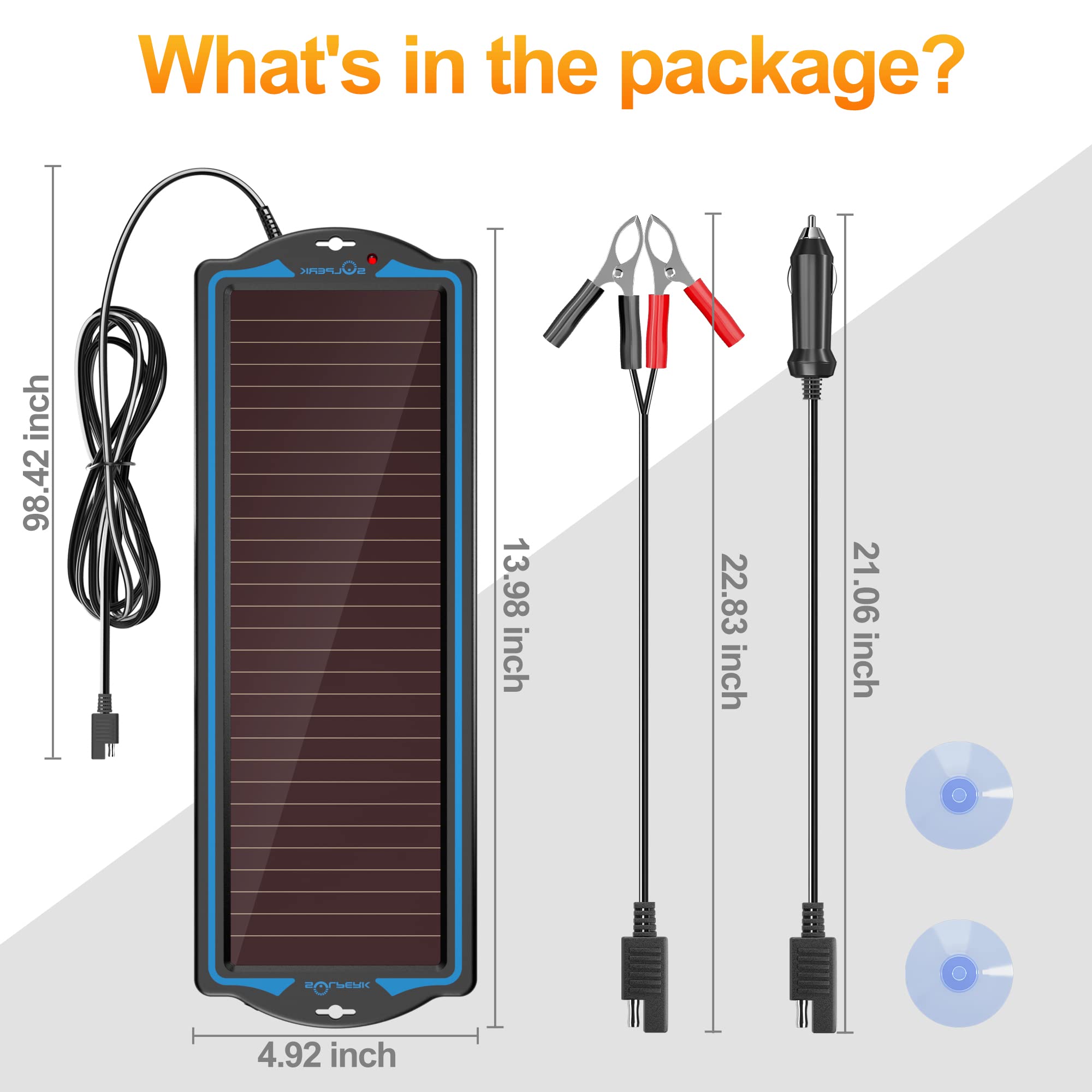 SOLPERK 12V Solar Panel,Solar trickle Charger,Solar Battery Charger and Maintainer,Suitable for Automotive, Motorcycle, Boat, ATV,Marine, RV, Trailer, Powersports, Snowmobile, etc. (1.8W Amorphous)