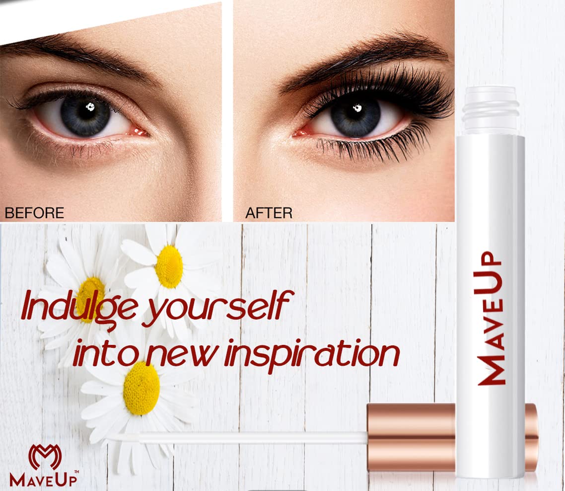 MaveUp Eyelash Growth Serum Booster. Enhanced Length. Works Like Magic. Fuller Lashes & Mesmerizing Look. Nourishing. Thicker. Longer. Your Secret to Gorgeous Eyes. Alluring. Must Have.