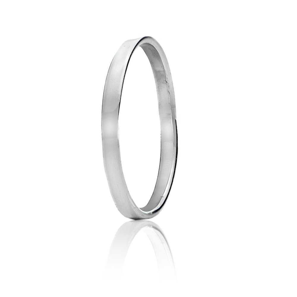 Hoops & Loops Sterling Silver Polished Midi Stackable Thin Wedding Band Ring, Size 6