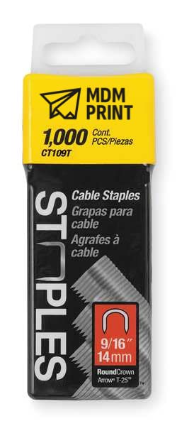 Round Crown Cable Staples 9/16" – 1,000 Pack