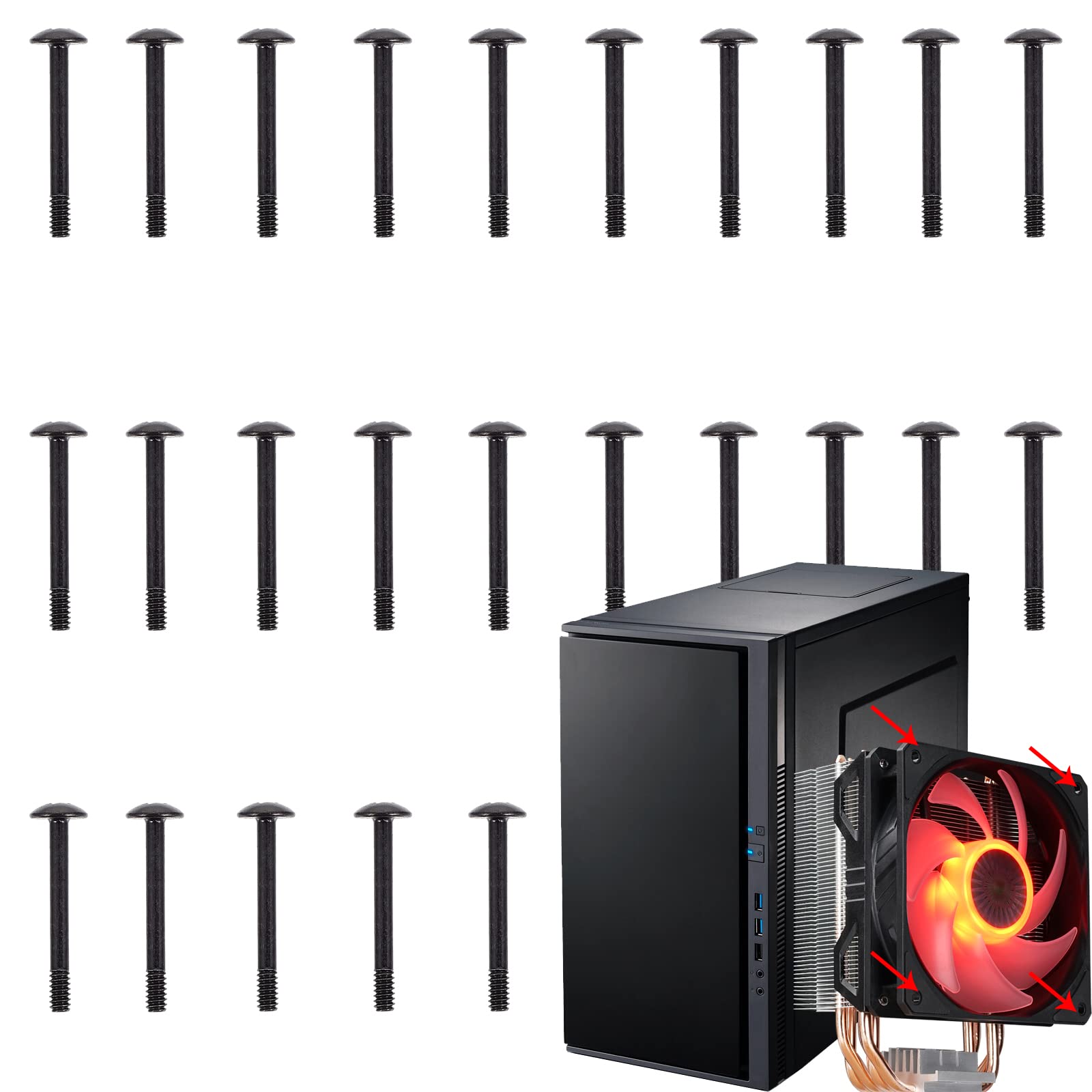 Reducing Vibration Screws fit for Internal Fans & Cooling Components 1.18in PC Fan Screws PC Case Screws 30pcs
