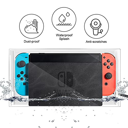 MANWU Clear Protective Case Dust Display Box Cover for New Nintendo Switch Model (only Cover),Acrylic Clear casing Compatible with Switch OLED