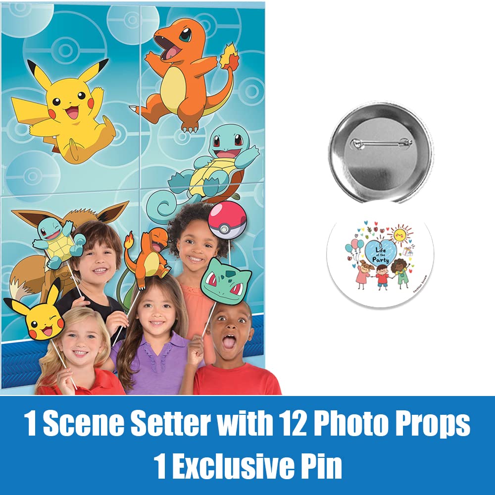 Pokemon Party Supplies with Tableware, Favors and Decoration (Scene Setter Pack with Birthday Banner and Tableware)