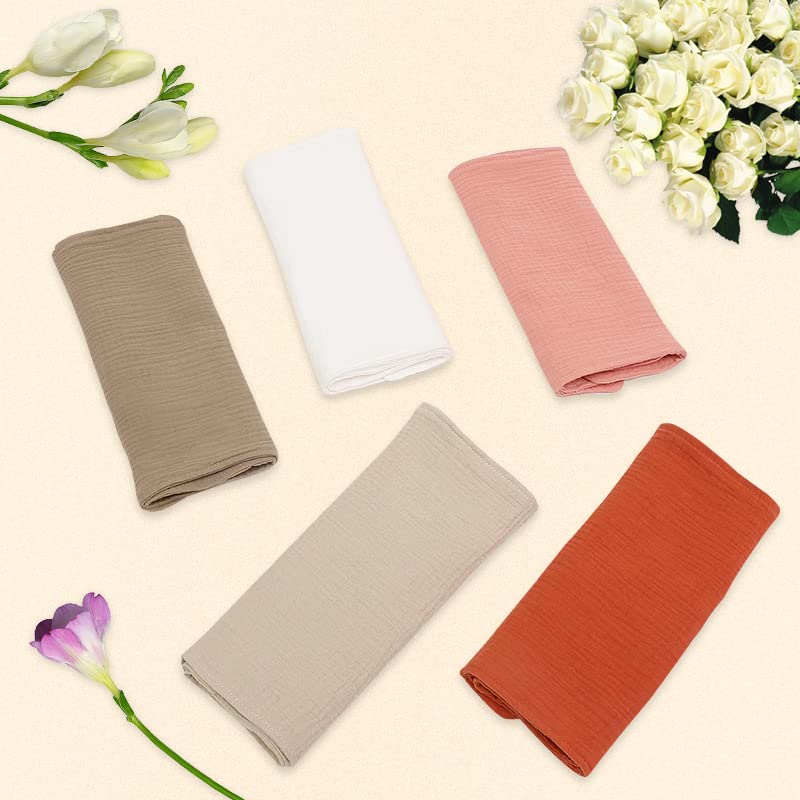RovyFota Babies 5-Pack Baby Muslin Burp Cloths - Soft, Absorbent Cotton Burp Cloths - Colors: White, Pink and Grey