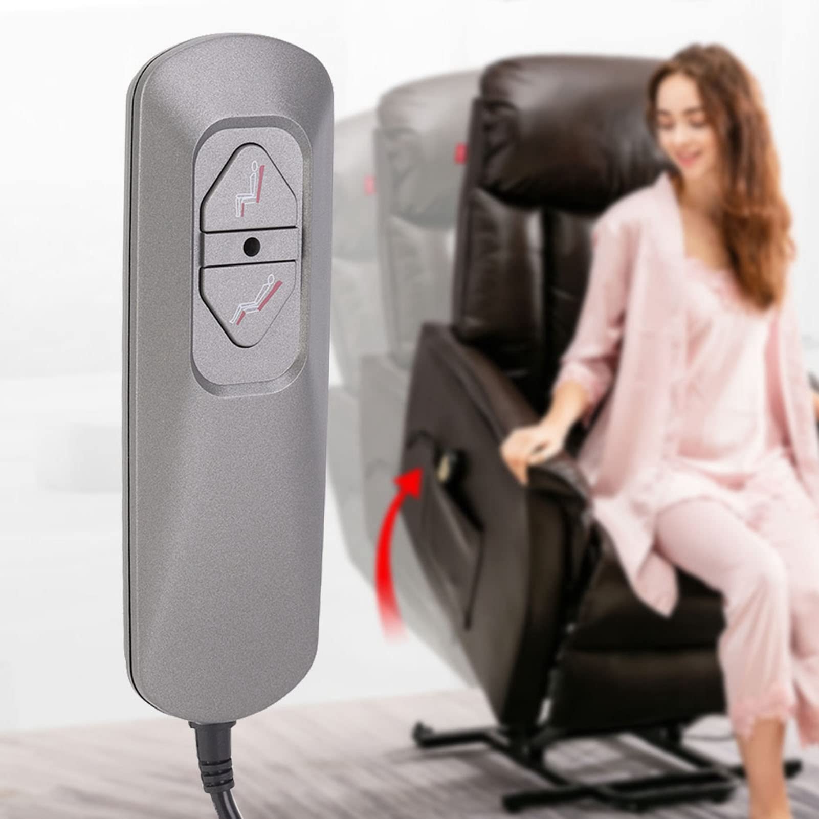 Lazmin112 2 Buttons Electric Sofa Controller, Lift Chair Electric Remote Control, 5V 1.8m Power Recliner Replacement Controller, for Lift Chair and Electric Sofa