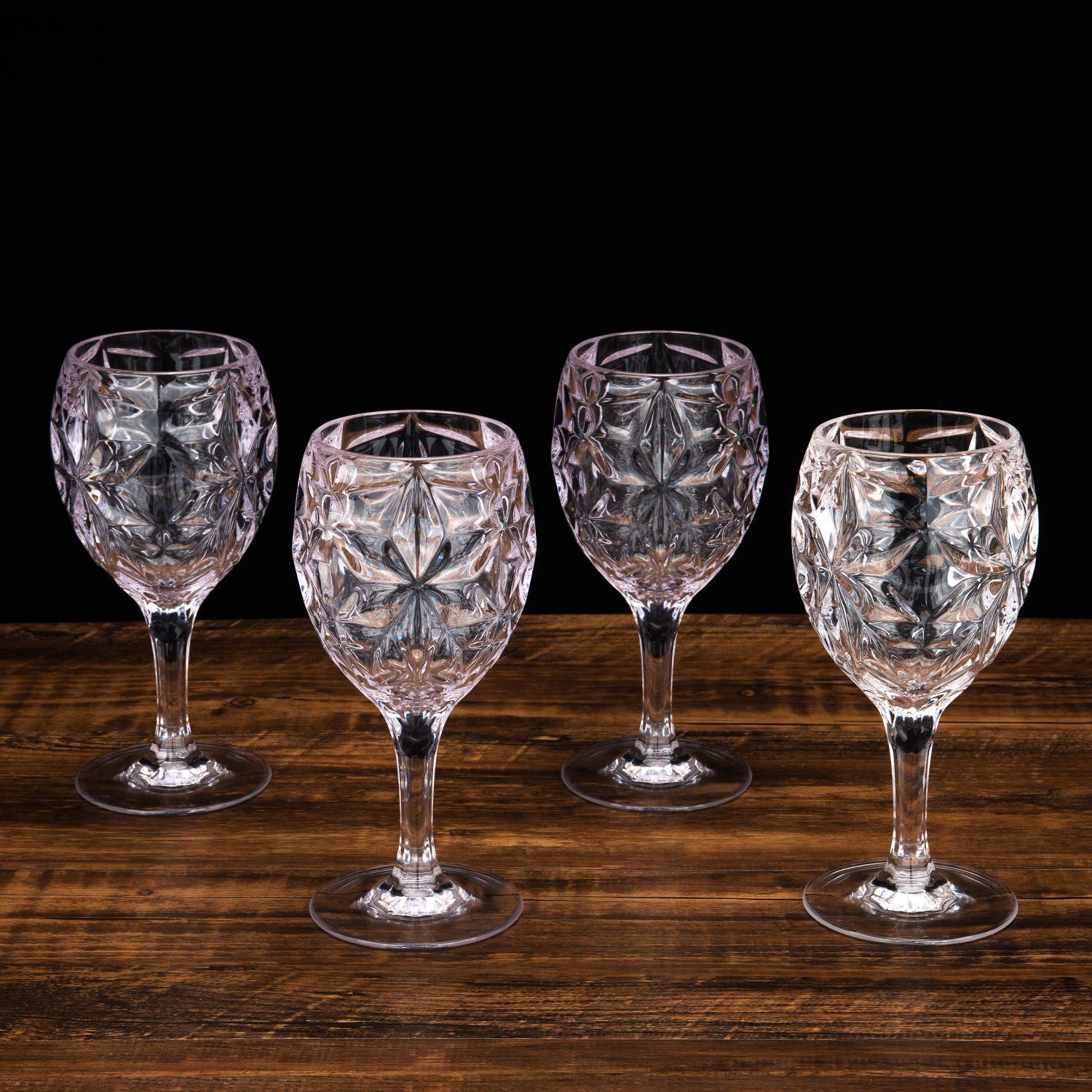 mcyiqihai 14-ounce Diamond Acrylic Wine Glasses-Plastic Stem Wine Glasses,All Purpose,set of 6Clear,BPA Free