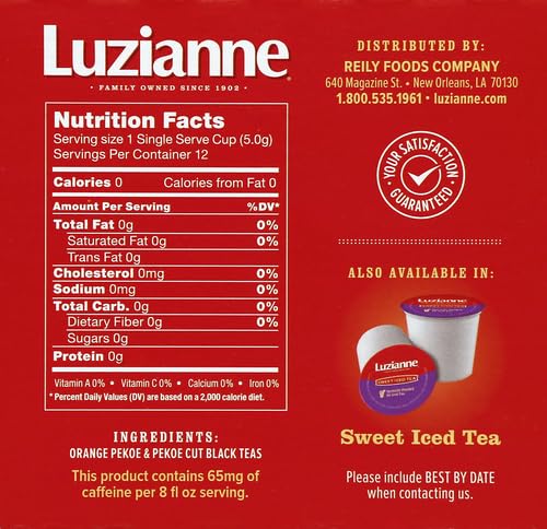 Luzianne Unsweetened Iced Tea, Single Serve K-Cup Pods, 12 Count