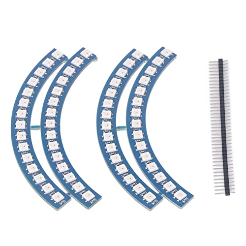 RGB LED Light, High Brightness Stable Display IO Interface WS2812 Chip RGB Ring Wall Clock Light PCB Serial Port 800Kbps for DIY