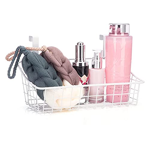 Jteyult Basket with Grid Storage Basket, Hang It Behind a Door or on a Railing, Over The Cabinet Door, White