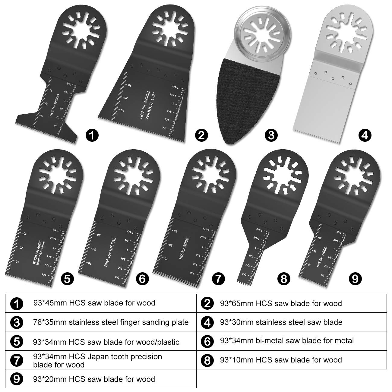 HOTBEST 66 Pack Oscillating Saw Blades, Fits Fein Multimaster, Porter Rockwell Cable, Black & Decker, Bosch Craftsman and More