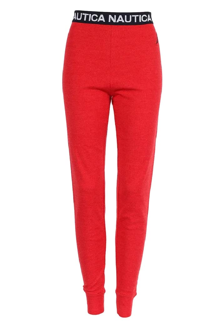 Nautica Women's Base Layer Long Johns Waffle Thermal Underwear Pant (Red, Small)
