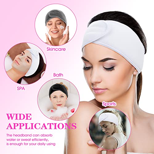 Sibba 3 Pack Spa Headband, Adjustable Headband for Face Wash Makeup Beauty, Facial Yoga Headband Self-Adhesive Towel (Multicolor)