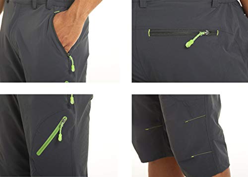 LACSINMO Men's Below Knee Shorts Quick Dry 3/4 Hiking Long Walking Shorts Summer Thin Capris with 4 Zipper Pockets Dark Grey