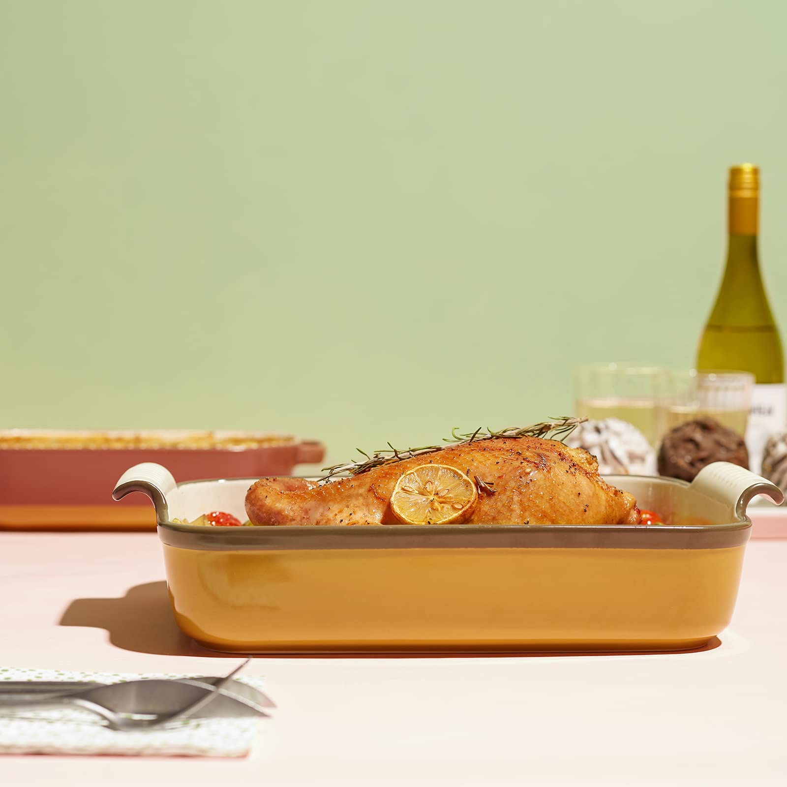 LIFVER Baking Dish, 9x13 Baking Pan, 120 Oz Large Lasagna Pan Deep, Ceramic Bakeware, Rectangular Casserole Dishes for Cooking Roasting Turkey Lasagna, Gifts for Baker, 3.8 Qt