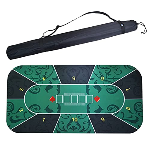 Poker tableclothPoker Table Top Foldable Professional Poker Mat, Portable Rubber Poker Table Top Round, Play Cards, Poker Games, Blackjack, Casino (Color:B)